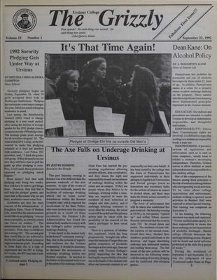 "The Grizzly, September 22, 1992" by Tom Wilusz, J. Houghton Kane et al.