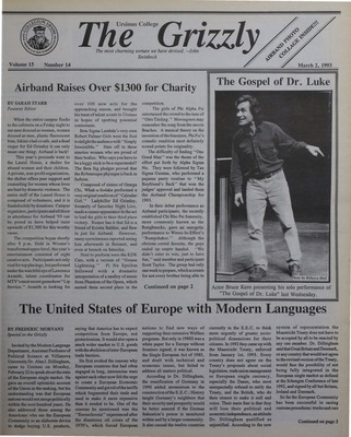 "The Grizzly, March 2, 1993" by Tom Wilusz, Sarah Starr et al.