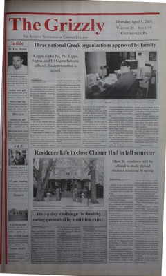 "The Grizzly, April 5, 2001" by Lauren Cyrsky, Dan Reimold et al.