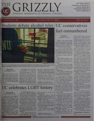 "The Grizzly, October 11, 2012" by Jessica Orbon, Sara Sherr et al.