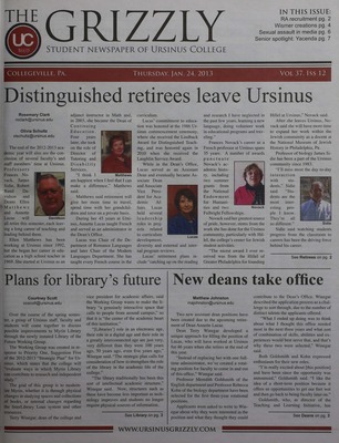 "The Grizzly, January 24, 2013" by Jessica Orbon, Sara Sherr et al.