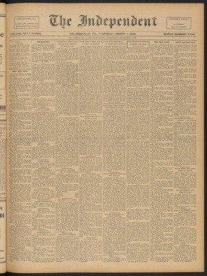 "The Independent, V. 53, Thursday, March 1, 1928, [Whole Number: 2744 ...