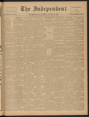 "The Independent, V. 54, Thursday, January 17, 1929, [Whole Number: 278 ...