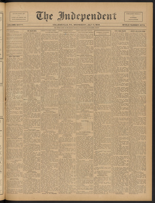 "The Independent, V. 60, Wednesday, July 11, 1934, [Whole Number: 3074 ...