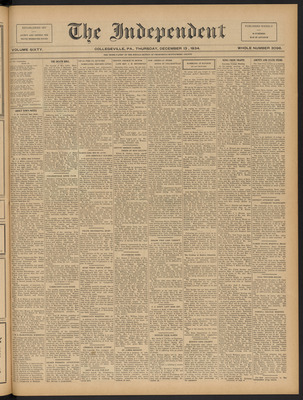 "The Indepedent, V. 60, Thursday, December 13, 1934, [Whole Number: 309 ...