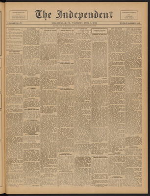 "The Independent, V. 60, Thursday, April 4, 1935, [Whole Number: 3112 ...