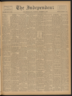 "The Independent, V. 61, Thursday, December 5, 1935, [Whole Number: 314 ...