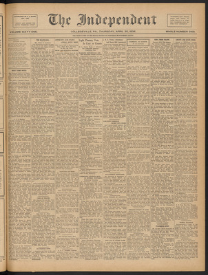 "The Independent, V. 61, Thursday, April 30, 1936, [Whole Number: 3168 ...