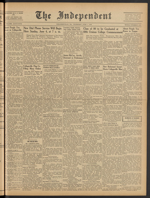 "The Independent, V. 65, Thursday, June 1, 1939, [Whole Number: 3329 ...