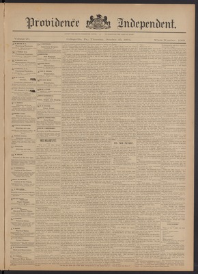 "Providence Independent, V. 20, Thursday, October 25, 1894, [Whole Numb ...
