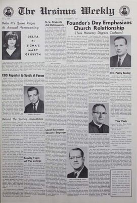 "The Ursinus Weekly, November 10, 1966" by Lawrence Romane, Timothy C ...