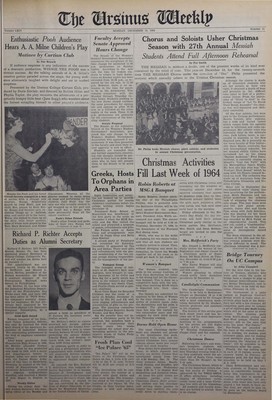 "The Ursinus Weekly, December 14, 1964" by Craig S. Hill, Susan Royack ...