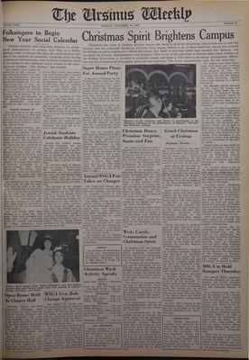 "The Ursinus Weekly, December 16, 1963" by Sharon E. Robbins, Carl F ...