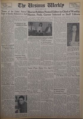"The Ursinus Weekly, March 18, 1963" by John B. Piston, Clifford Kuhn ...