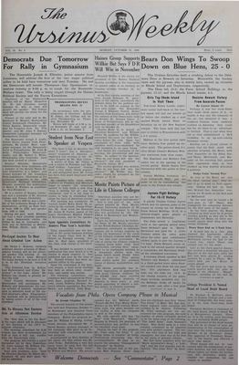 "The Ursinus Weekly, October 21, 1940" by Nicholas Barry, Joseph D ...