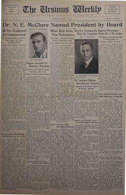 "The Ursinus Weekly, June 8, 1936" by Abe E. Lipkin, Minerva Lawson ...