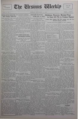 "The Ursinus Weekly, September 30, 1929" by Calvin D. Yost, Albert ...