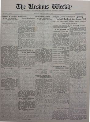 "The Ursinus Weekly, September 27, 1926" by Samuel A. Reimert and ...