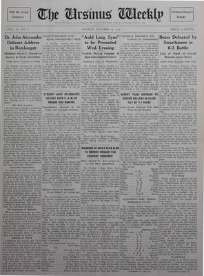 "The Ursinus Weekly, October 25, 1926" by Samuel A. Reimert and George ...