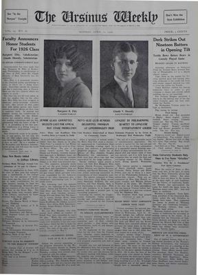 "The Ursinus Weekly, April 12, 1926" by Samuel A. Reimert and George ...