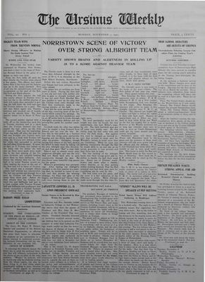 "The Ursinus Weekly, November 5, 1923" by Richard F. Deitz