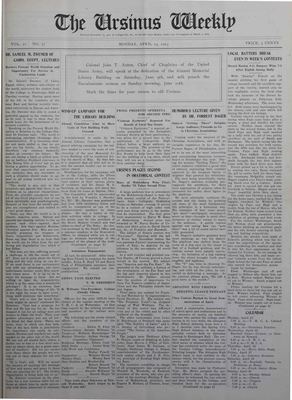 "The Ursinus Weekly, April 23, 1923" by Richard F. Deitz