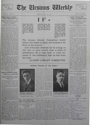 "The Ursinus Weekly, May 28, 1923" by Richard F. Deitz