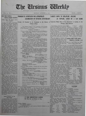 "The Ursinus Weekly, October 4, 1920" by George P. Kehl, George Leslie ...