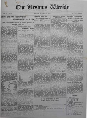 "The Ursinus Weekly, October 11, 1920" by George P. Kehl, George Leslie ...