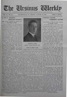 "The Ursinus Weekly, January 10, 1916" by LeRoy Fritsch Derr, Calvin D ...