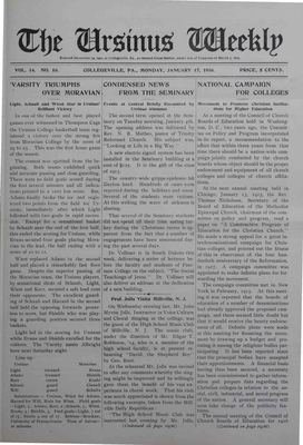 "The Ursinus Weekly, January 17, 1916" by LeRoy Fritsch Derr, J. Seth ...