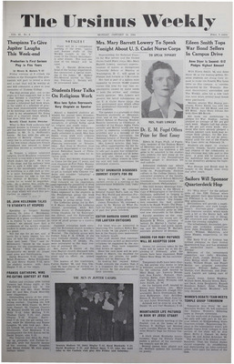 "The Ursinus Weekly, January 24, 1944" by Marion Bright, Henry K ...